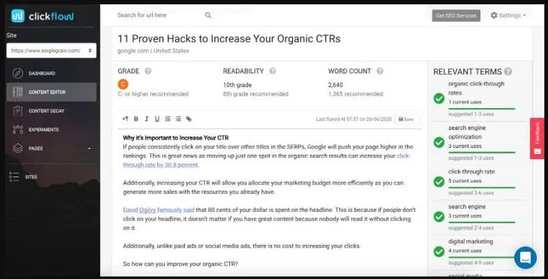 ClickFlow Review 2025: 콘텐츠 최적화 수준 높이기
