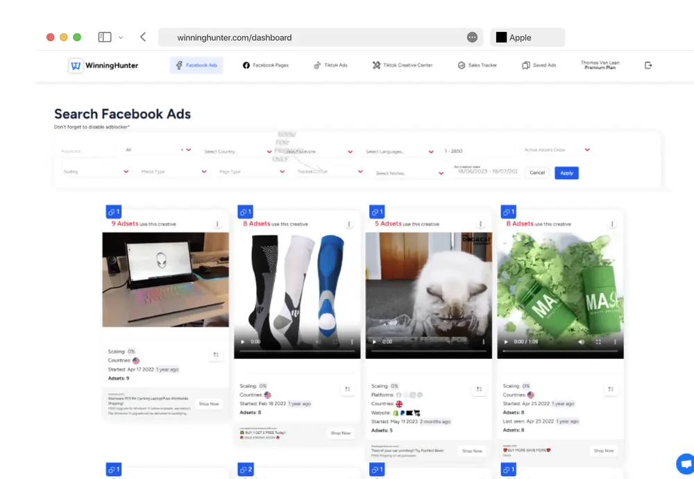 WinningHunter Review 2025: alles-in-één spionagetool voor Ecom-advertenties